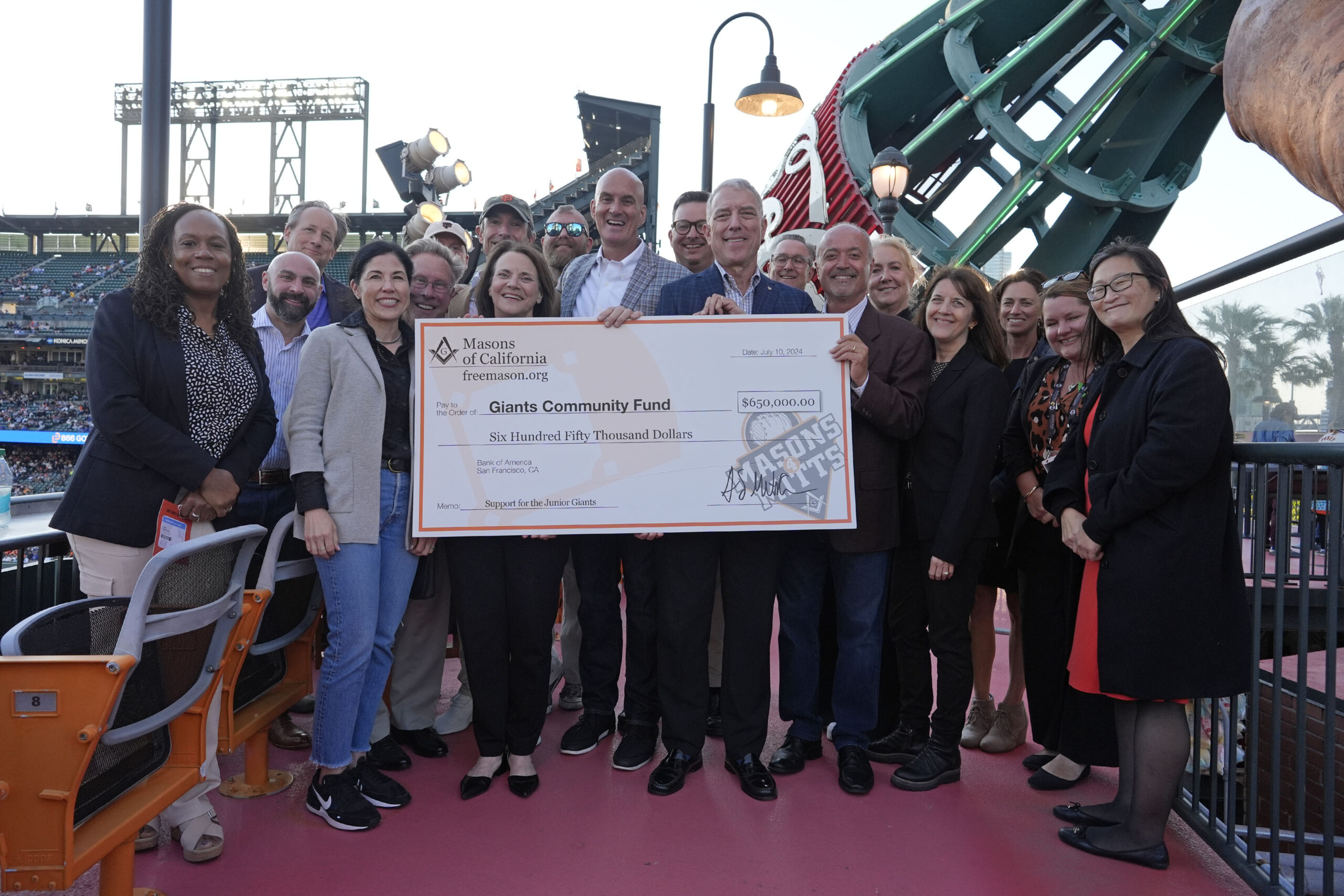 Masons Make Three-Year, $650,000 Pledge to Giants Community Fund ...