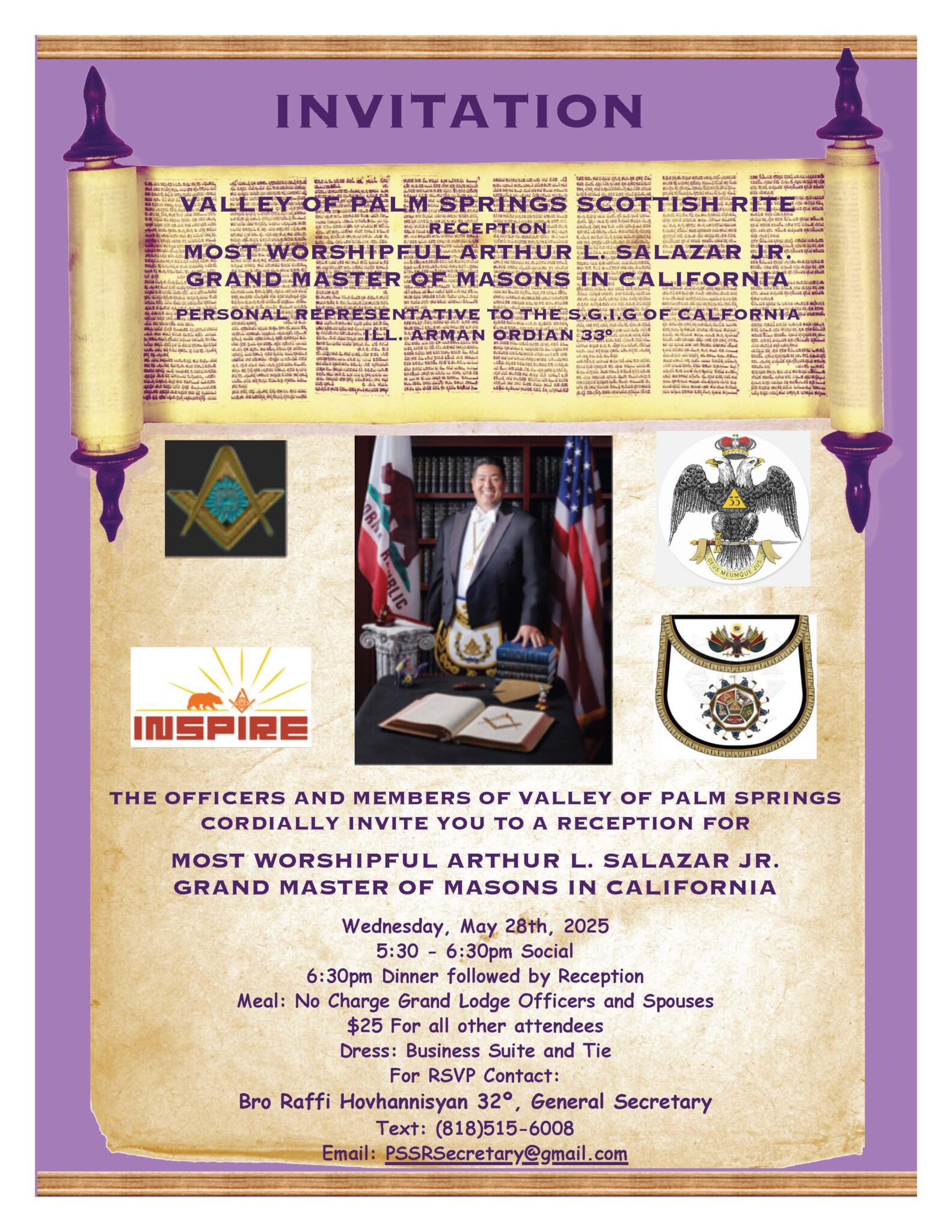 Valley of Palm Springs Scottish Rite - GM Reception — Masons of California